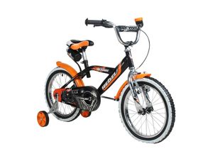 4250845914932 - Rebel 16 Zoll Kinderfahrrad Fahrrad 105 - 120 cm ab 4 Jahre Mädchen Jungen schwarz orange