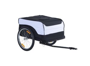 4250871215430 - Homcom - Fahrradanhänger Lastenanhänger Belastbarkeit max 40 kg Transportanhänger Handwagen klappbar Weiß+Schwarz Stahl Oxford 140 x 77 x 65 cm