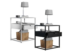 4051814435539 - Nachtschrank Beistelltisch Nachttisch Maße ca H 55 x B 45 x T 40 cm - Flokas M