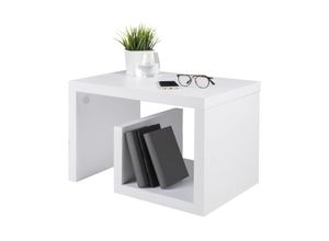 7640136846009 - Los Angeles - Beistelltisch Couchtisch Beisteller mit kleiner Ablage moderne Form weiss