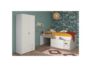 3480940301745 - Parisot Kinderzimmer Milky 14 - halbhohes Hochbett und Kleiderschrank