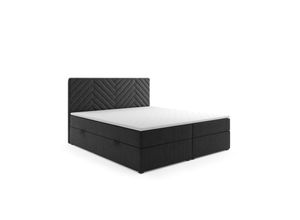 4262413690032 - Möbel Punkt Boxspringbett MALIBU mit Bettkasten 180 x 200 cm Webstoff Schwarz Bett Bettkasten Hotelb