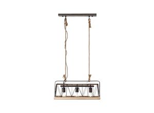 4004353326707 - BRILLIANT Lampe Narcy Pendelleuchte 3flg burned steel holz 3x A60 E27 40W geeignet für Normallampen (nicht enthalten) Für LED-Leuchtmittel geeignet