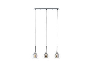 4004353360848 - BRILLIANT Lampe Hadan Pendelleuchte 3flg rauch transparent chrome 3x D45 E14 40W geeignet für Tropfenlampen nicht enthalten In der Höhe einstellbar   Kabel kürzbar Für LED-Leuchtmittel geeign