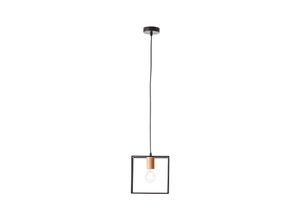 4004353393013 - Lampe Arica Pendelleuchte 20x20cm schwarz holzfarbend 1x A60 E27 60W Kabel kürzbar   in der Höhe einstellbar - schwarz - Brilliant