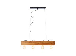 4004353394454 - Lampe Calandra Pendelleuchte 4flg schwarz holzfarbend 4x A60 E27 42W Holz aus nachhaltiger Waldwirtschaft (fsc) - braun - Brilliant