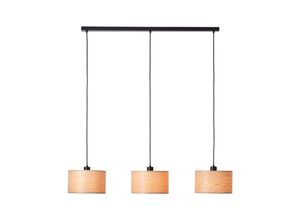 4004353394812 - Lampe Romm Pendelleuchte 3flg holz hell schwarz 3x A60 E27 52W Kabel kürzbar   in der Höhe einstellbar - schwarz - Brilliant