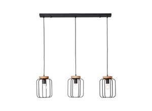 4004353395352 - Lampe Tosh Pendelleuchte 3flg Reihe antik holz schwarz korund 3x A60 E27 40W Holz aus nachhaltiger Waldwirtschaft (fsc) - braun - Brilliant