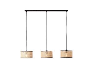 4004353396502 - Lampe Wiley Pendelleuchte 3flg schwarz holzfarbend 3x A60 E27 60W Kabel kürzbar   in der Höhe einstellbar - braun - Brilliant