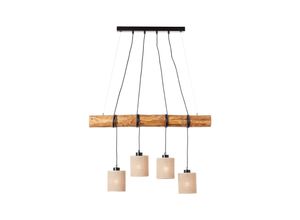 4004353396663 - Lampe Vander Pendelleuchte 4flg schwarz holzfarbend 4x A60 E27 25W Holz aus nachhaltiger Waldwirtschaft (fsc) - braun - Brilliant