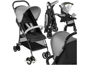 4061173262325 - tectake® Buggy-Kinderwagen klappbar mit 5-Punkt-Gurt Bremse und Schutzbügel pulverbeschichtetes Stahlgestell und pflegeleichter Polyesterbezug für 0 bis 36 Monate geeignet Belastbarkeit 15 kg