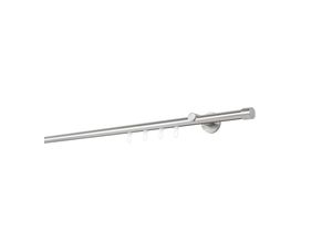 4066866165891 - Gardinenstange auf Maß Innenlauf 20mm Cap 1-lauf Vorhangstange Wandträger 65cm Stilgarnitur Gleiter für Vorhänge - Edelstahl-Optik - 270cm