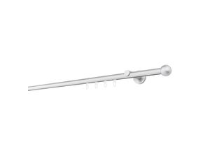 4066866166775 - Ondeco - Gardinenstange auf Maß Innenlauf 20mm Cap 1-lauf Vorhangstange Wandträger 65cm Stilgarnitur Gleiter für Vorhänge - Alu-Silber - 220cm