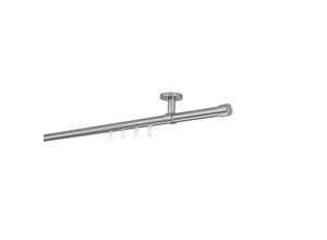 4066866188722 - Ondeco - Gardinenstange auf Maß Innenlauf 20mm Cap 1-lauf Vorhangstange Deckenträger 4cm Stilgarnitur mit Gleiter für Vorhänge - Edelstahl-Optik