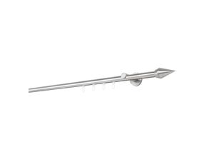 4066866172271 - Ondeco - Gardinenstange auf Maß Innenlauf 20mm Kegel 1-lauf Vorhangstange Wandträger 65cm Stilgarnitur Gleiter für Vorhänge - Edelstahl-Optik - 140cm