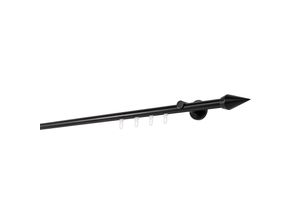 4066866172561 - Ondeco - Gardinenstange auf Maß Innenlauf 20mm Kegel 1-lauf Vorhangstange Wandträger 65cm Stilgarnitur Gleiter für Vorhänge - Schwarz - 120cm