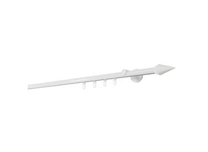 4066866172912 - Ondeco - Gardinenstange auf Maß Innenlauf 20mm Kegel 1-lauf Vorhangstange Wandträger 65cm Stilgarnitur Gleiter für Vorhänge - Weiß - 160cm