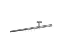 4066866193580 - Ondeco - Gardinenstange auf Maß Innenlauf 20mm Match 1-lauf Vorhangstange Deckenträger 4cm Stilgarnitur mit Gleiter für Vorhänge - Edelstahl-Optik