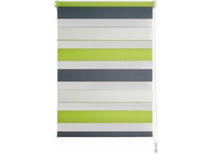 4040255301985 - Ondeco Doppelrollo Just Triple Klemmfix Seitenzugrollo Blickdicht Klemmfix Farbe Green-Grau Größe 80x160 cm