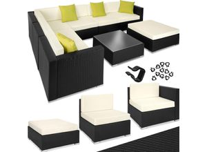 4061173125163 - tectake® Rattan Lounge mit Aluminiumgestell wetterfest und UV-beständig mit Sicherheitsglasplatte