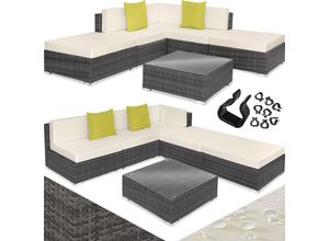 4061173125125 - tectake® Rattan Lounge mit Aluminiumgestell UV-beständig mit Sicherheitsglasplatte