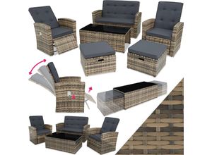 4061173206121 - tectake® Rattan Lounge mit Aluminiumgestell wetterfest und UV-beständig mit Sicherheitsglasplatte und Schraubfüßen