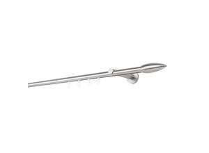 4066866180719 - Gardinenstange auf Maß Innenlauf 20mm Patrone 1-lauf Vorhangstange Wandträger 12cm Stilgarnitur Gleiter für Vorhänge - Edelstahl-Optik - 210cm