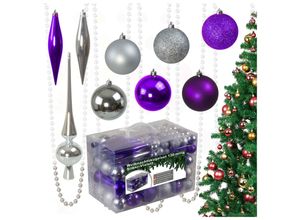 4260634976805 - Weihnachtskugeln 130 Stk silber violett