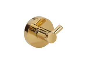 4250657525395 - Brillantbad BILLO Doppelkleiderhaken Messing Gold poliert 50x55x55 mm für Bad & Küche >> zum Bohren oder Kleben*