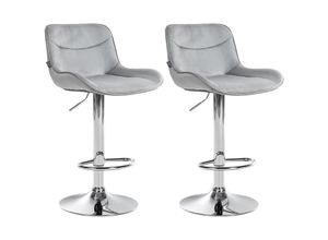 4255716339999 - 2er Set Barhocker Vonore Samt I Höhenverstellbar mit Lehne 360 Grad drehbar I Mit Fußstütze und Metallgestell