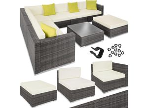 4061173125187 - tectake® Rattan Lounge mit Aluminiumgestell wetterfest und UV-beständig mit Sicherheitsglasplatte