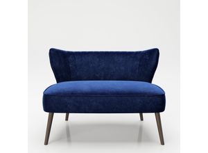 7640136870257 - PLAYBOY - Sofa KELLY gepolsterter Loveseat mit Rückenlehne Samtstoff in Blau mit Massivholzfüssen