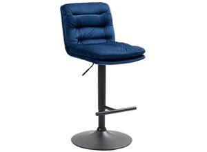 4251756498153 - Barhocker Damar mit Samtbezug I Barstuhl höhenverstellbar und drehbar I gepolsterter Tresenhocker mit Fußstütze und Rückenlehne