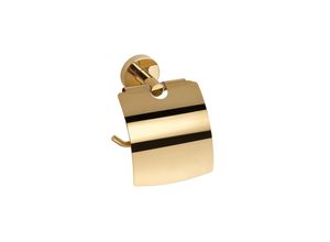 4250657525487 - Brillantbad BILLO Papierrollenhalter mit Deckel Messing Gold poliert 80x140x155 mm für Bad & WC >> zum Bohren oder Kleben*