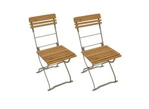 4050747090495 - Gestell Flachstahl verzinkt + transparent pulverbeschichtet Biergarten - Garnitur MÜNCHEN 3-teilig (2x Stuhl 1x Tisch 70x70cm) Flachstahl verzinkt + Robinie