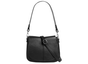 4260543053116 - Umhängetasche CLUTY Damen Gr B H T 23cm x 18cm x 8cm onesize schwarz Leder leicht glänzend unifarben Taschen echt Leder Made in Italy