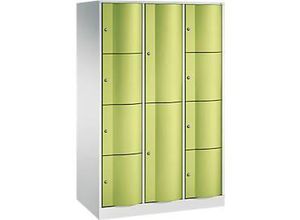 4061261471219 - C+P XL-Kombi-Schließfachschrank Resisto H1950xB1148xT640 Korpus Lichtgrau Türen Viridingrün 3 Abteile 10 Fächer