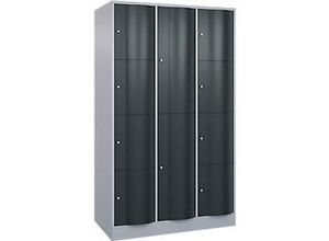 4068427609073 - Kombi-Schließfachschrank Resisto 3 Abteile 10 Fächer B 1148 x T 640 x H 1950 mm Weißalu Anthrazitgrau