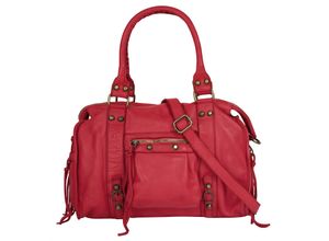 4260543061197 - Shopper SAMANTHA LOOK Damen Gr B H T 34cm x 27cm x 12cm onesize rot Leder vintage Taschen echt Leder Made in Italy