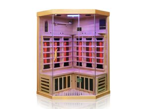 4251575100954 - Dewello - Infrarotkabine Infrarotsauna brandon inkl Vollspektrumstrahler für 1-2 Personen - LED-Farblicht - Wärmekabine mit Radio Bluetooth 120 cm