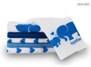 5310169006962 - MAKIAN Mullwindeln 6er Set Design Elefant blau 80x80cm