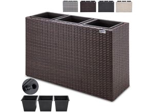 4250525391084 - Casaria Blumenkasten Polyrattan 3er 83 x 60 x 305cm braun