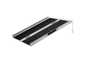 4250871298440 - Rollstuhlrampe faltbar silber schwarz 93 x 76 x 5 cm Auffahrrampe für Rollstühle und Rollatoren Rampe