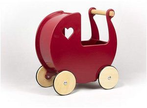 5708062210218 - MOOVER Toys - Dänischer Designer Holz-Puppenwagen (solid rot)   dolls pram solid red