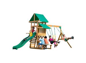 0752113001039 - Spielturm Belmont aus Holz xxl Spielhaus für Kinder mit Rutsche Schaukel Trapezstange Sandkasten und Picknicktisch Stelzenhaus für den Garten