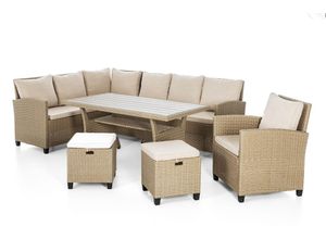 4059306101917 - HC Garten & Freizeit Dining-Eck-Lounge inkl Sitz- und Rückenkissen braun beige