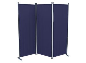 4001827477026 - Stellwand 165x170 cm dreiteilig - blau - Paravent Raumteiler Trennwand Sichtschutz