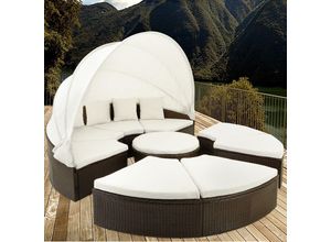 4251779126651 - Casaria® Sonneninsel Polyrattan mit Sonnendach 230 x 230 x 65cm braun creme