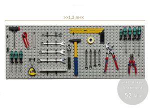 4017787800446 - KREHER XXXL Lochwand mit Hakensortiment 52tlg _Hellgrau _ 120 x 46 cm