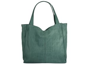 4260543058579 - Shopper SAMANTHA LOOK Damen Gr B H T 35cm x 35cm x 9cm onesize grün Leder leicht glänzend unifarben Taschen echt Leder Made in Italy